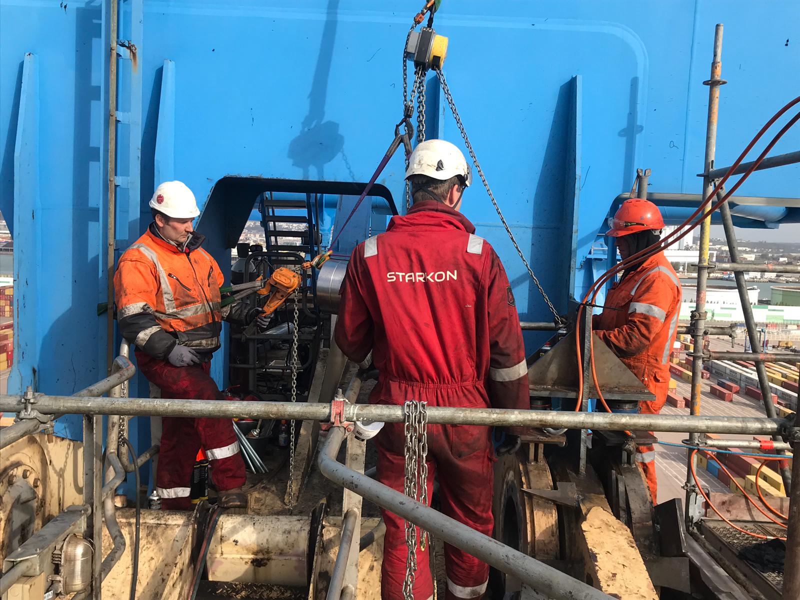 Boom hinge bearing replacement - ZPMC - Starkon Industrial Services